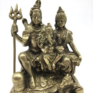 Vintage Shiva Parvati Ganesha Statue - Handcrafted India Gods Brass ...