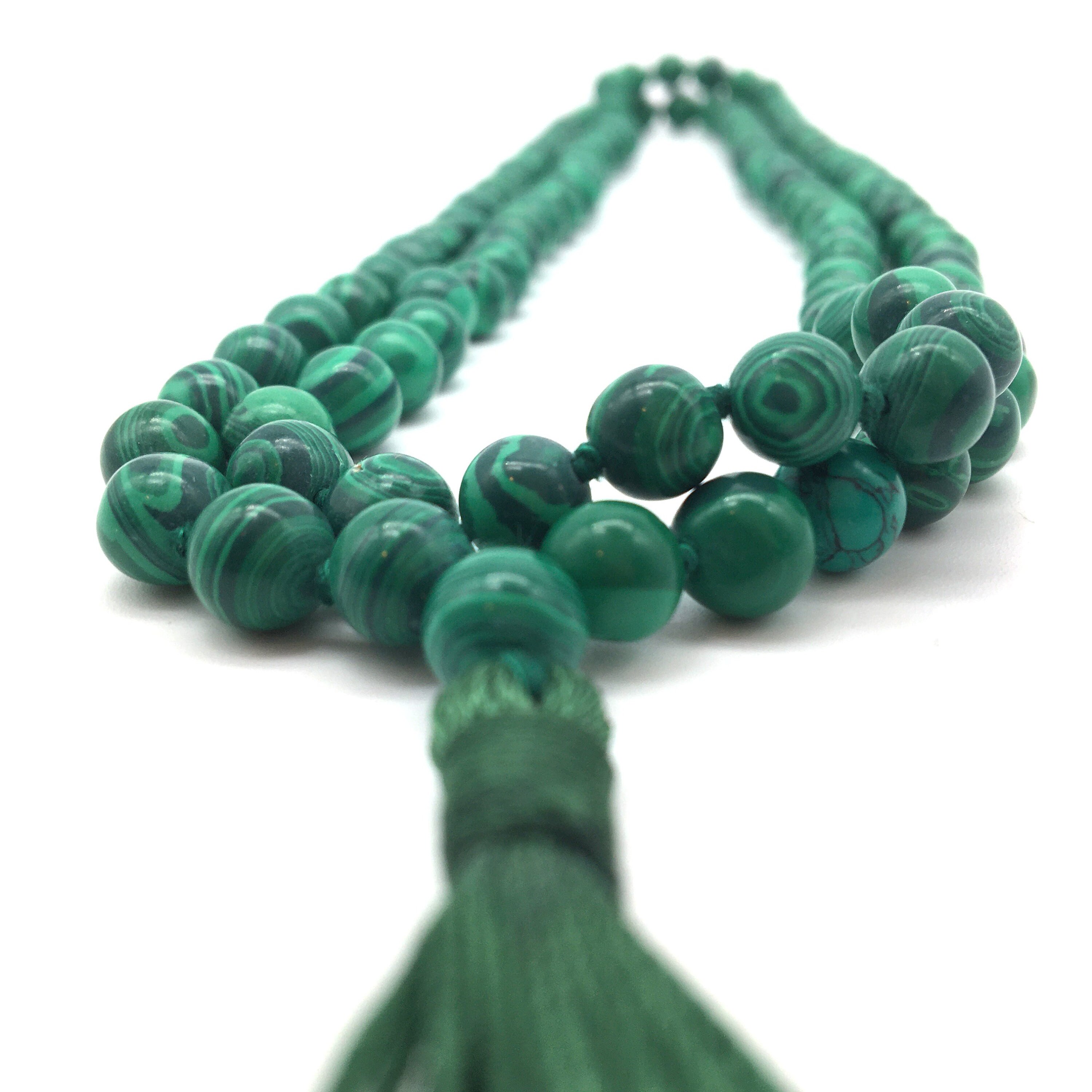 Malachite Prayer Beads Chanting Mala Beautiful 108 Knotted - Etsy