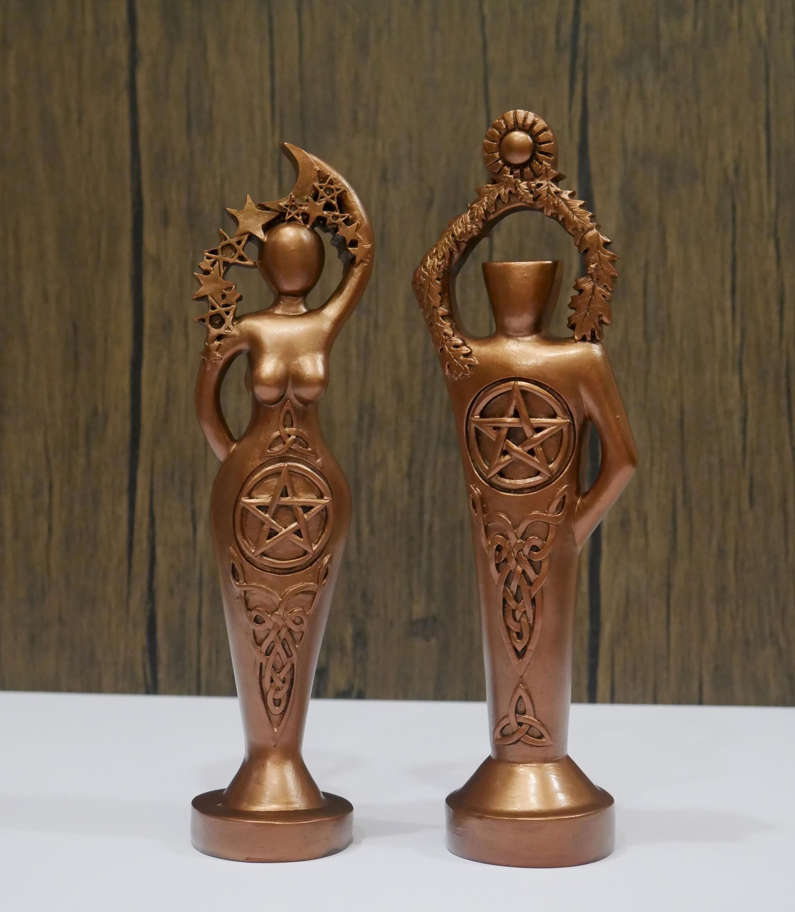 Pentacle God Goddess Statue Set | Handmade Wicca Altar Statue - 8.5 ...