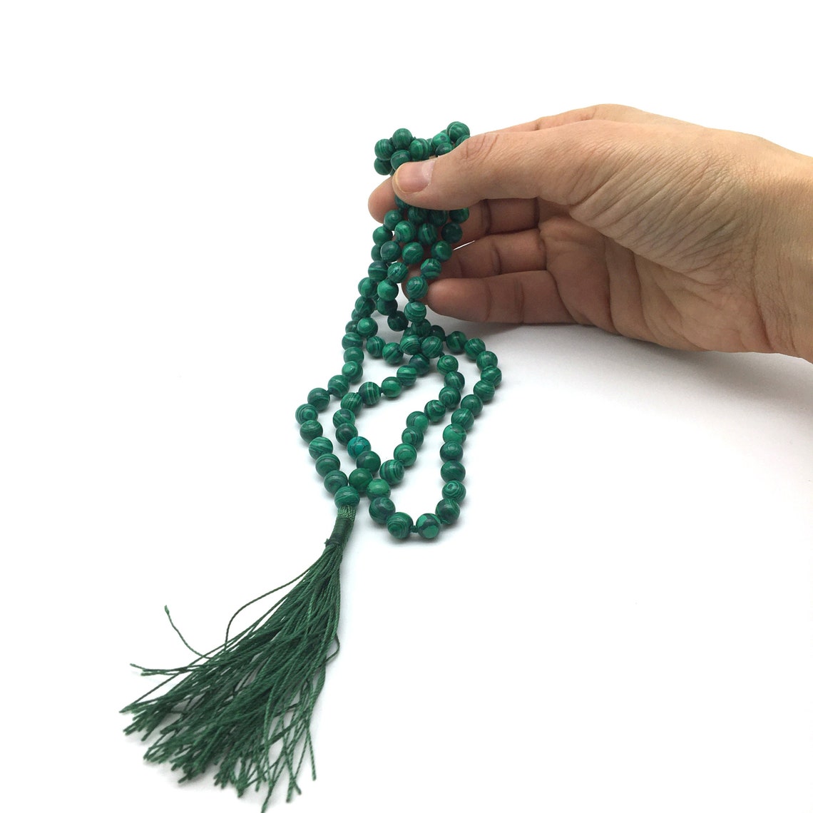 Malachite Prayer Beads Chanting Mala Beautiful 108 Knotted - Etsy