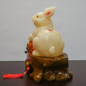 Vintage Chinese Feng Shui Zodiac Rabbit Fortune Blessing Resin Statue ...