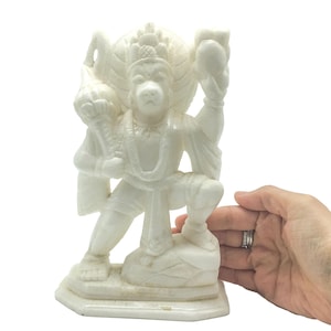 White Marble Hanuman Statue Murti Statue 8.2" - India Monkey God Hand ...