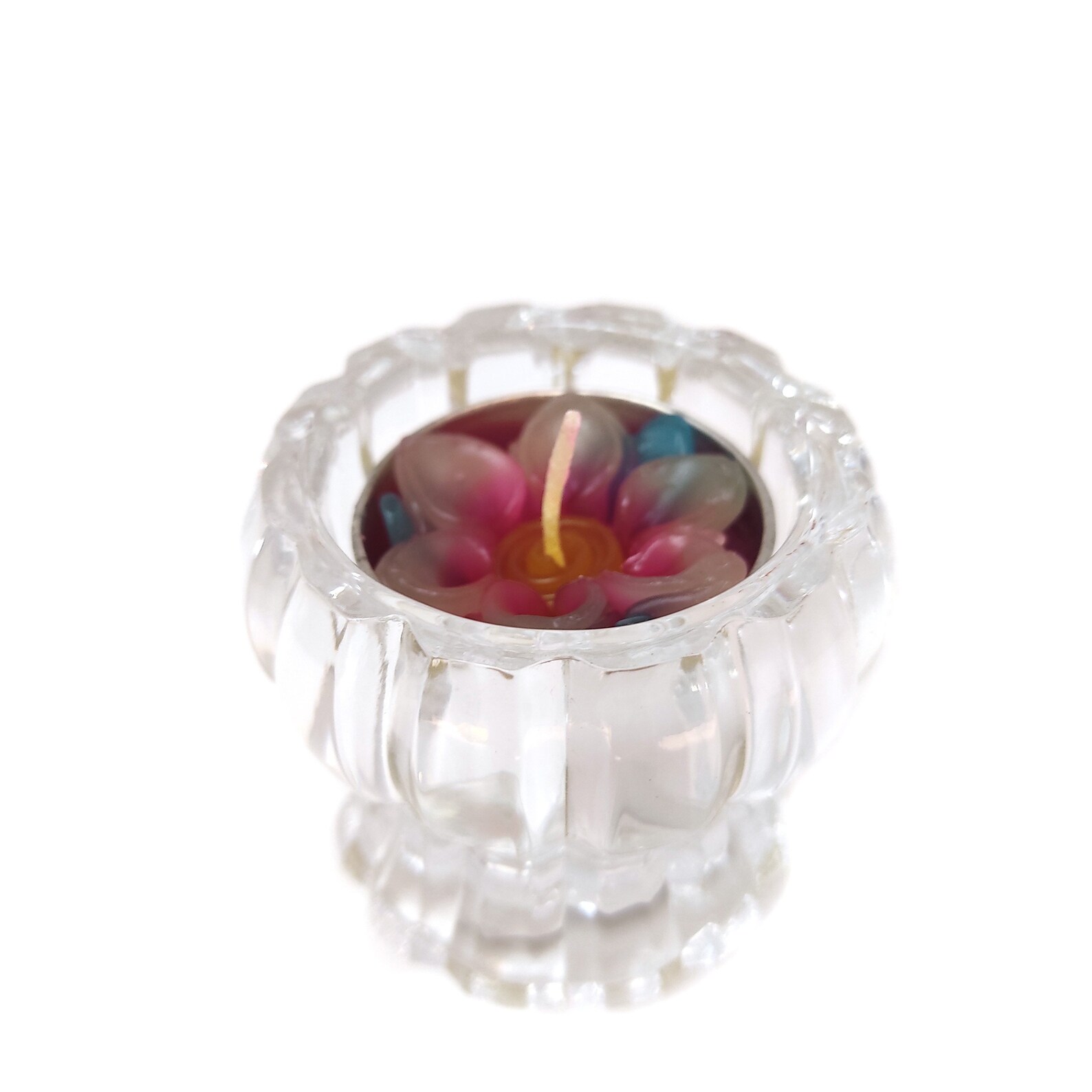 Deplomb Lead Crystal Candle Holders With Flower Colorful Tea - Etsy