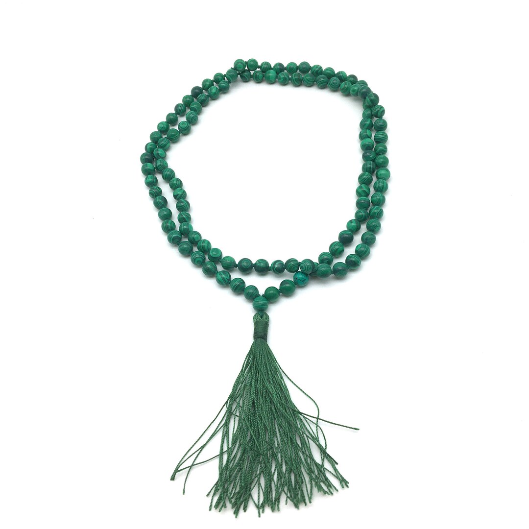 Malachite Prayer Beads Chanting Mala Beautiful 108 Knotted - Etsy