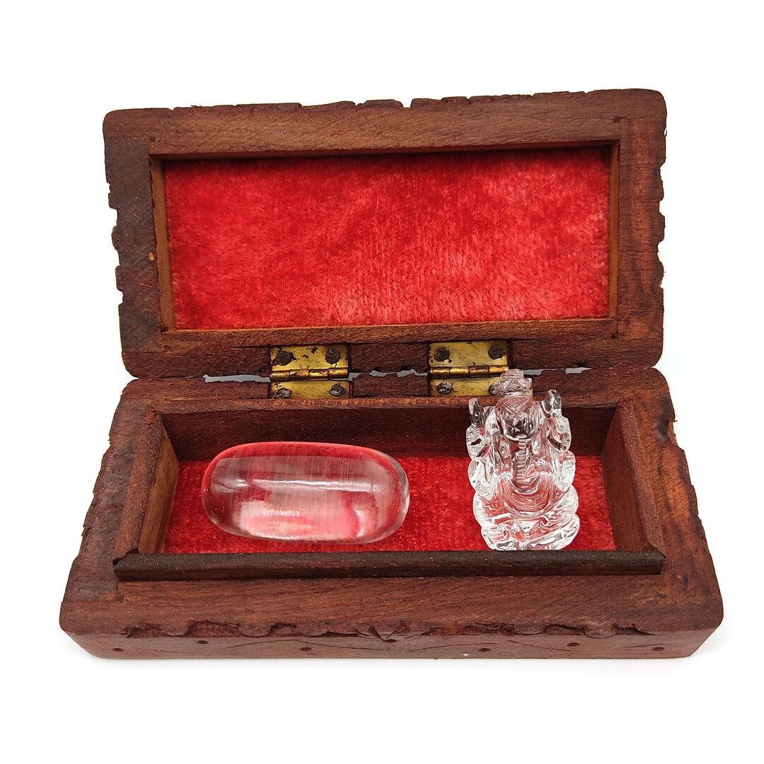 Hinduism Gift Set Box Crystal Quartz Ganesh and Lingam Figurines in ...