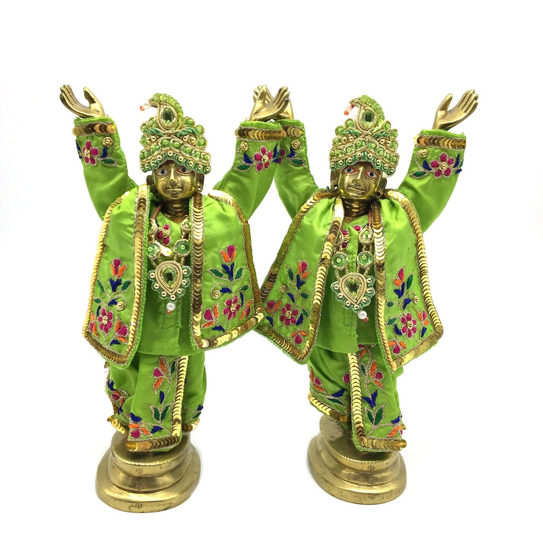 Gaura Gour Nitai Brass Deities India God Statues With Clothes and ...