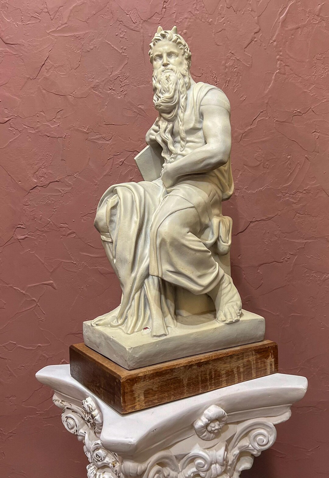 20" Tall Vintage Alva Studio Horned Moses 10 Commandments Michelangelo ...