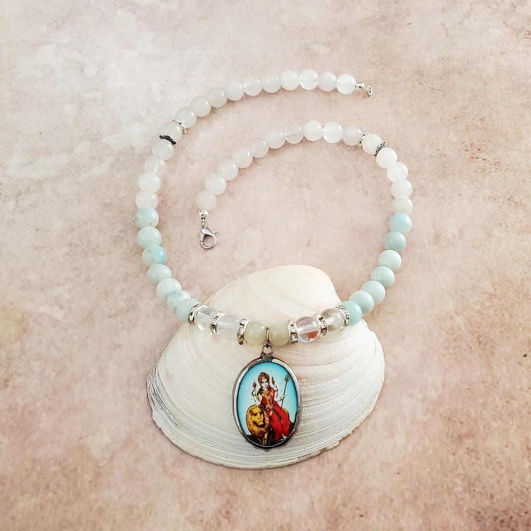 Goddess Durga Crystal Necklace Gemstone Beads Handmade Jewlery 17.5 ...