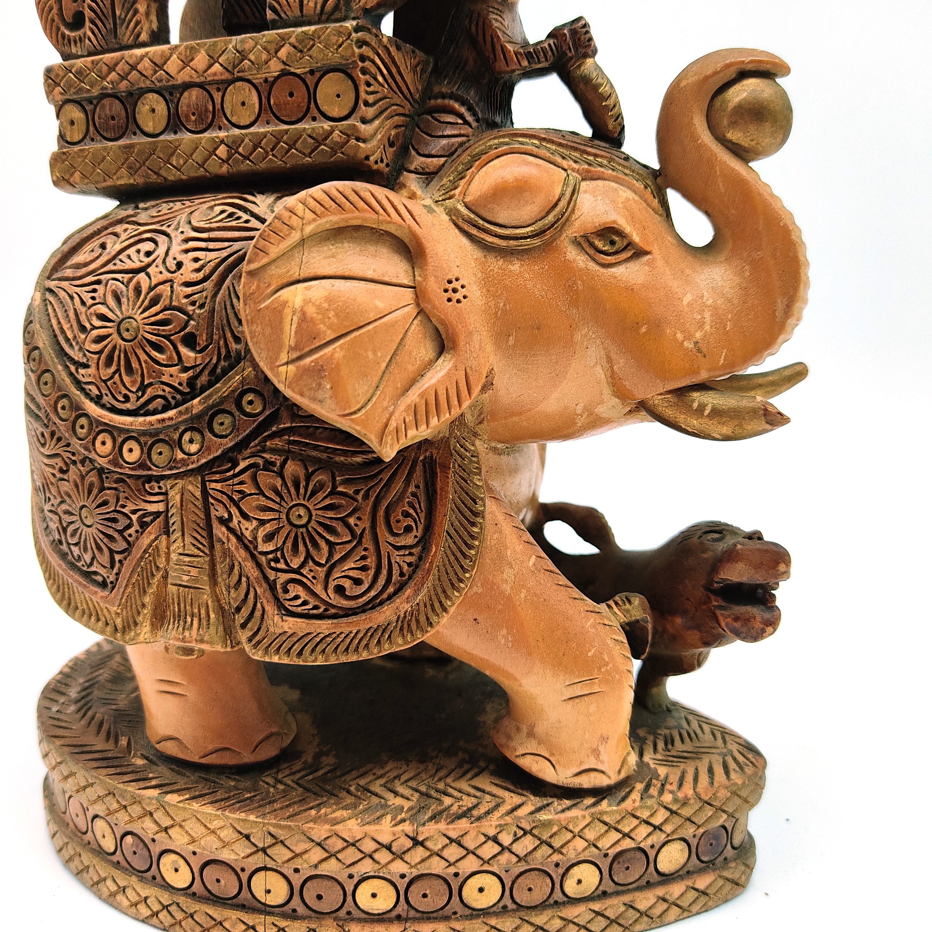 Vintage Elephant Ambari Wooden Statue Handmade India - Etsy