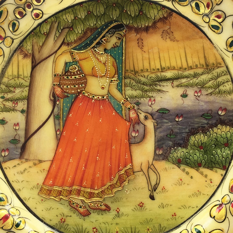 Handcrafted Collectible India Decorative Marble Plate With | Etsy