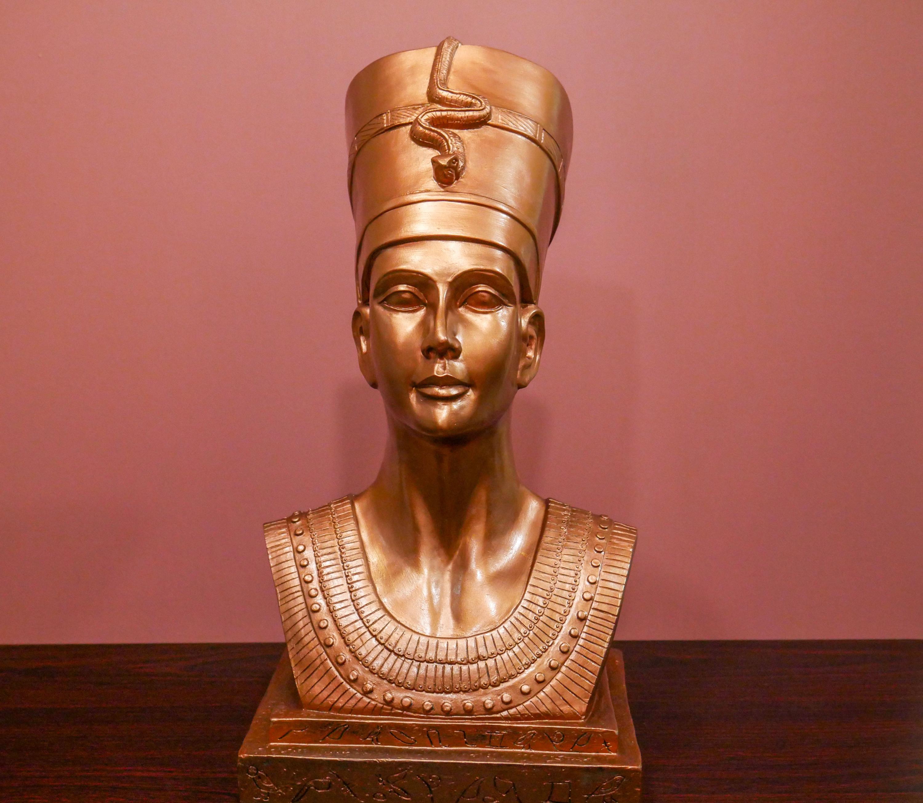 Vintage Queen Nefertiti Bust Large Egyptian Statue Sculpture - 16" Tall ...