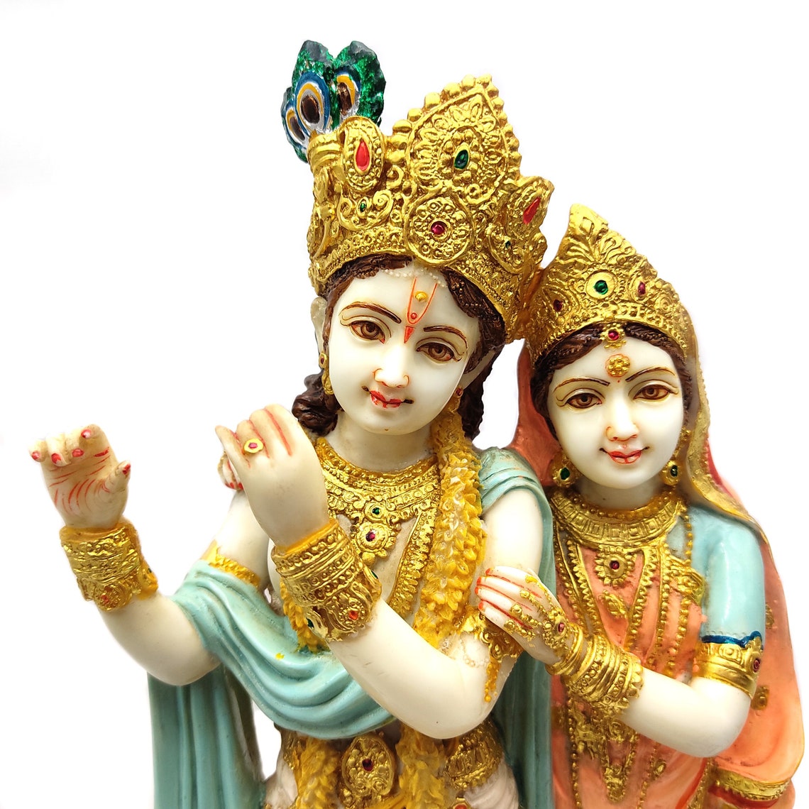 Radha-krishna Embracing India Gods Marble Dust Hand-painted - Etsy