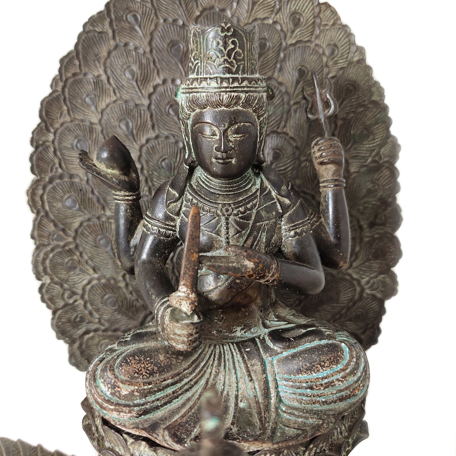 Vintage Mahamayuri Buddha Statue | Mahayana Peacock Mother King - 14 ...