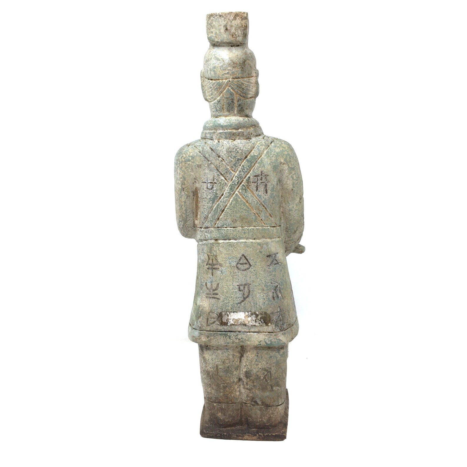 Vintage Stone Carved Chinese Warrior Soldier Guard Statue - 13.5" Tall ...