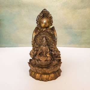6" Chinese Vintage Three Faced Buddha Shakyamuni Fengshui Statue | Home ...