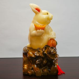 Vintage Chinese Feng Shui Zodiac Rabbit Fortune Blessing Resin Statue ...