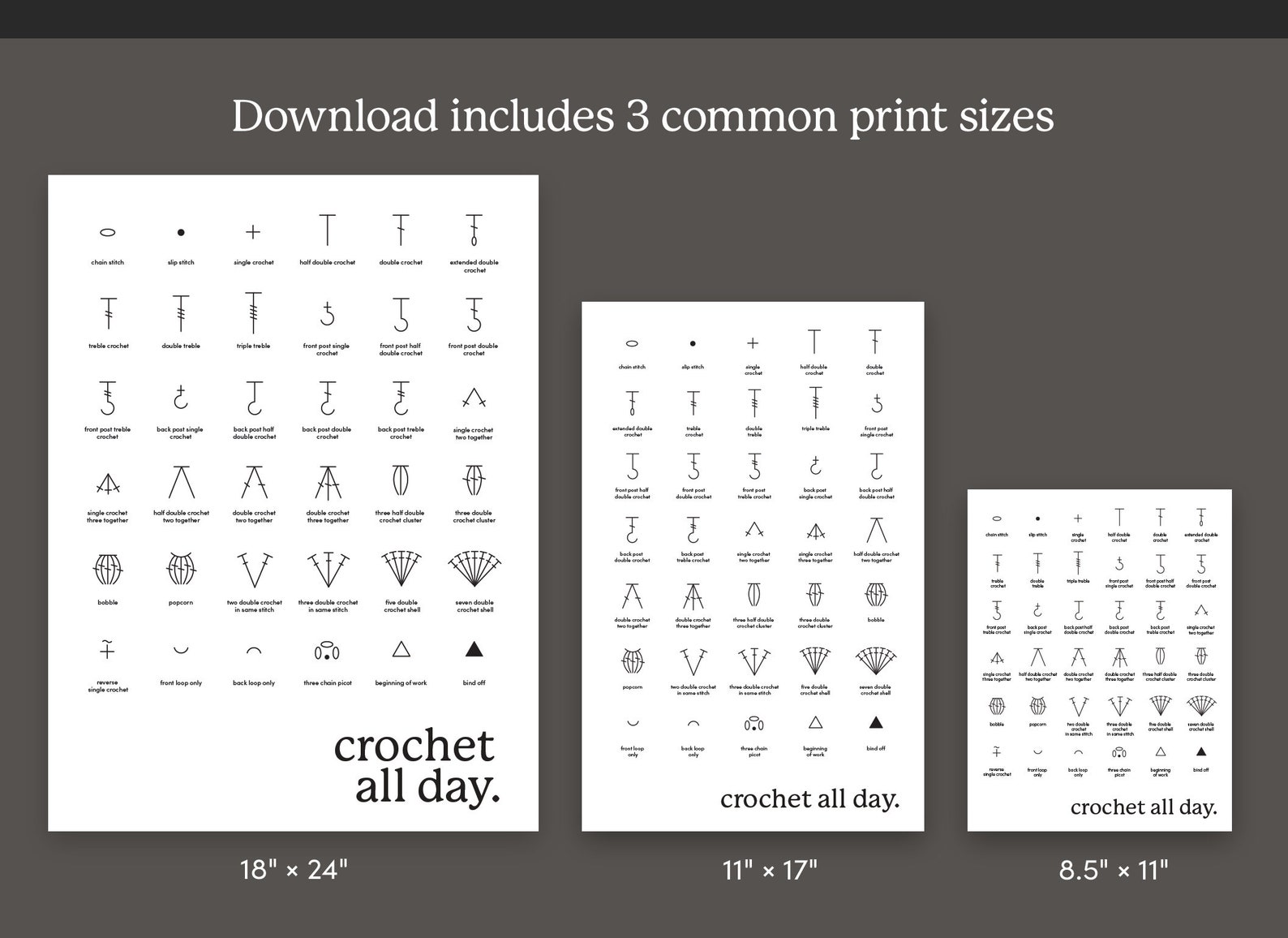 Wall Art: Crochet Symbols Poster | Digital PDF Download - Etsy Canada