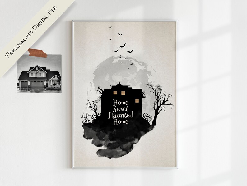 Custom Haunted House Portrait: Personalized Halloween Home Decor ...
