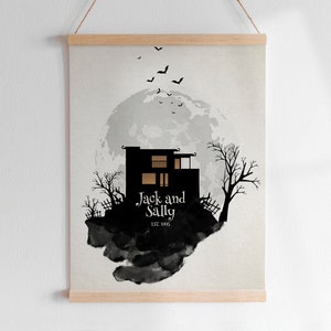 Custom Haunted House Portrait: Personalized Halloween Home Decor ...