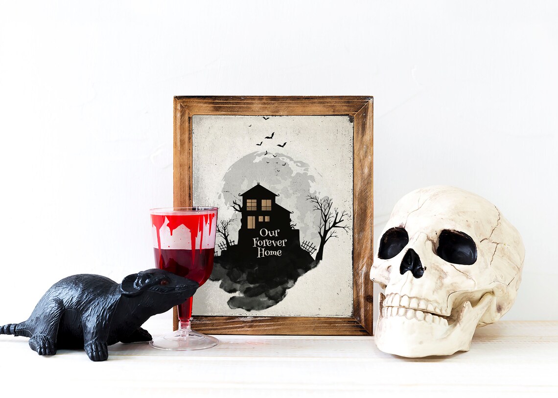 Custom Haunted House Portrait: Personalized Halloween Home Decor ...