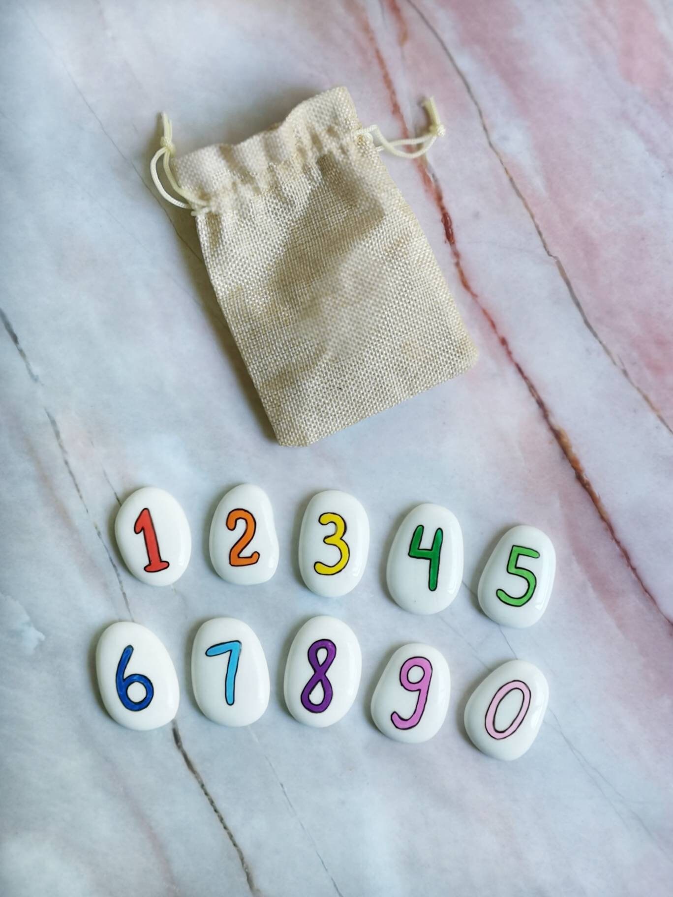 Number Educational Story Stones Montessori Learning Stones | Etsy