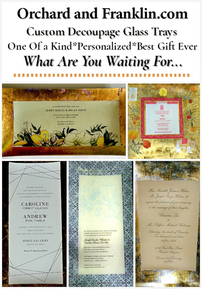 Custom Wedding Invitation Decoupage Glass Tray, One of a Kind - Etsy