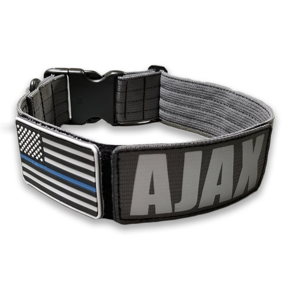 Tactical Blue Line 2" Gray Dog Collar With Quick Release Plastic Buckle ...