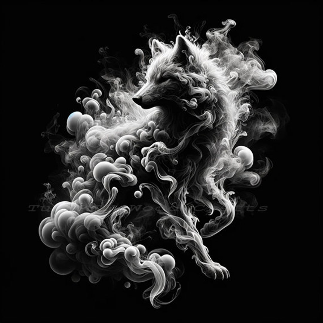Black and White Wolf Art, Smokey Wolf, Digital Wolf Art, Digital Art ...