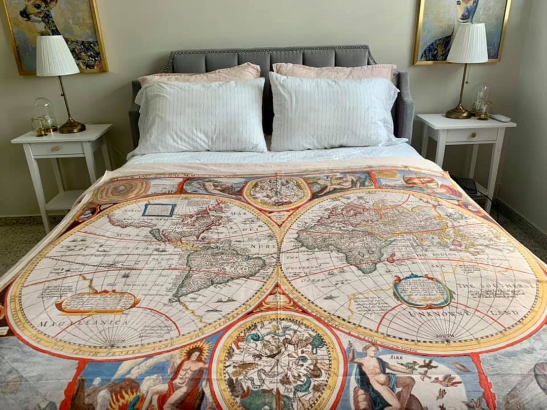 Dutch Cartographer World Map Bed/sofa Throw, Blankie, Bed Scarf - Etsy