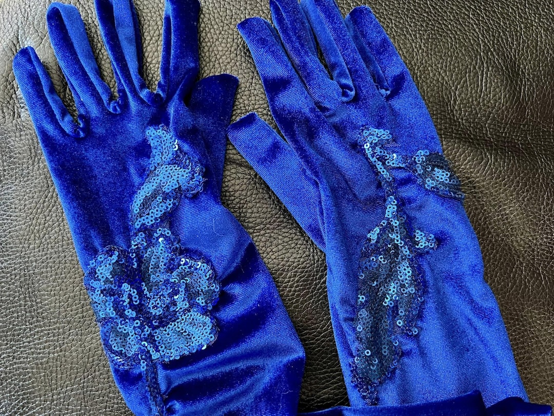 Extra Long Royal Blue Velvet Gloves - Etsy