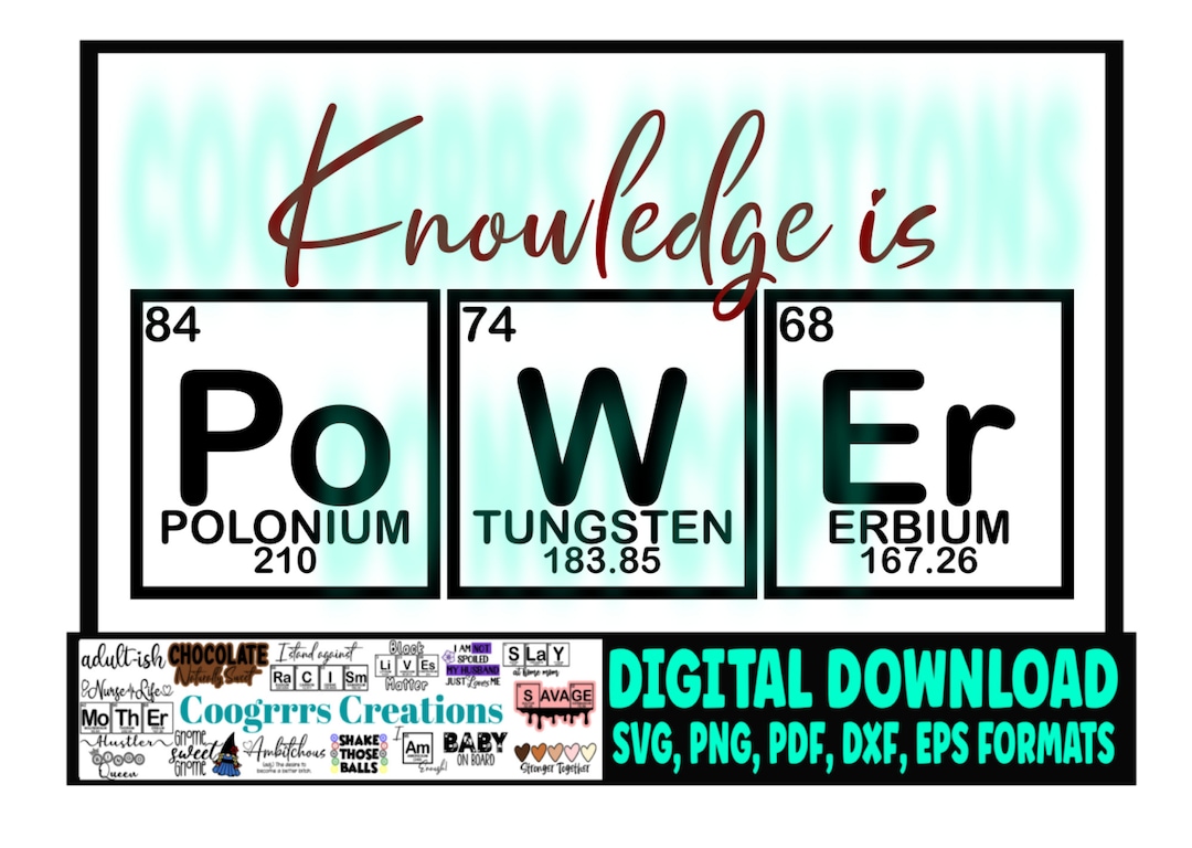 Knowledge is Power SVG, Digital Download, Cricut and Cameo Cutting ...