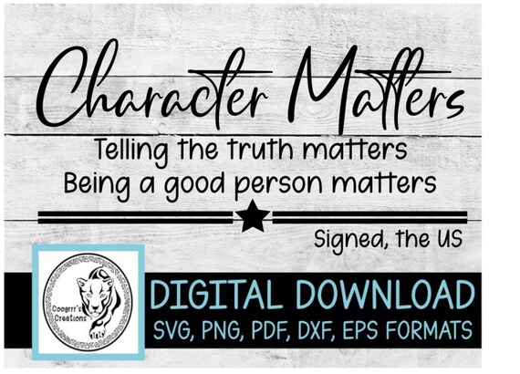 Character Matters SVG Cricut and Cameo Cutting Machine Ready | Etsy