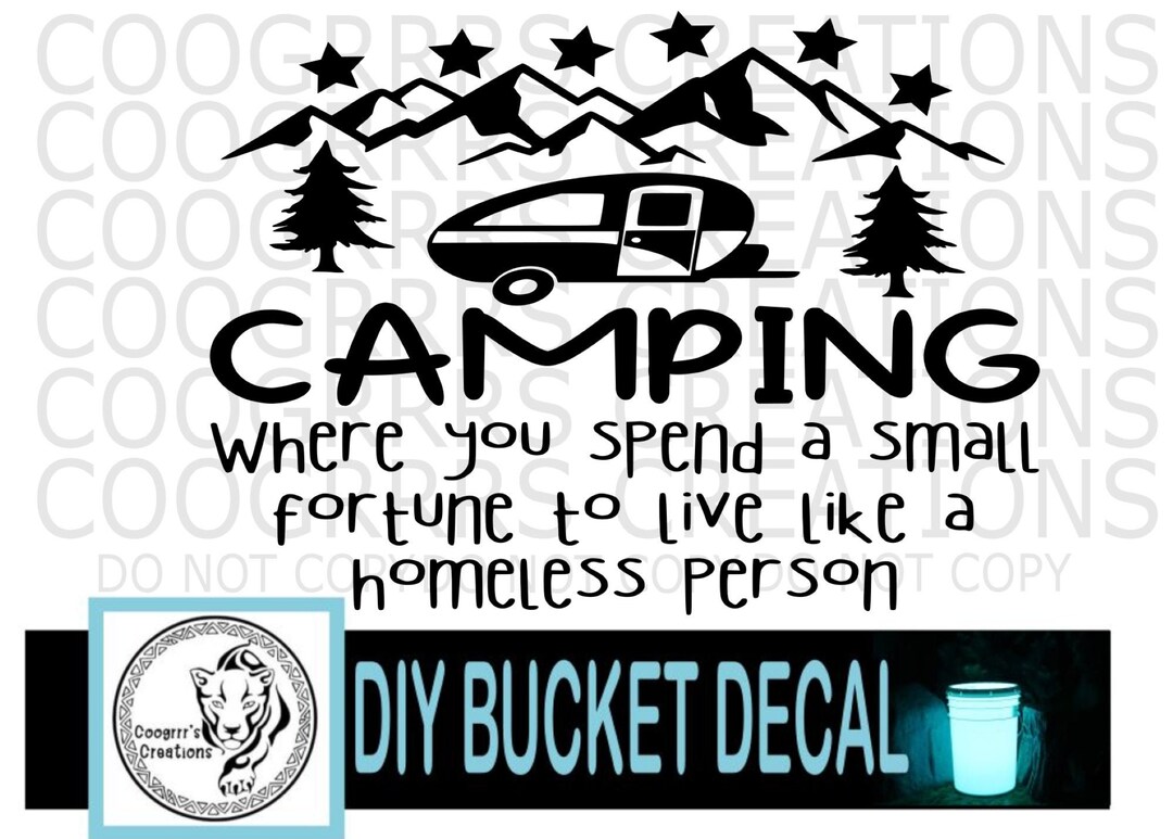Camping Bucket DECAL, DIY Make Your Own Camping Bucket - Etsy