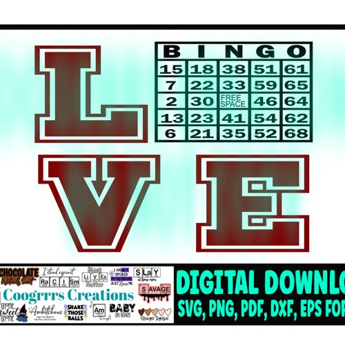 Bingo SVG Cricut and Cameo Cutting Machine Ready Digital - Etsy