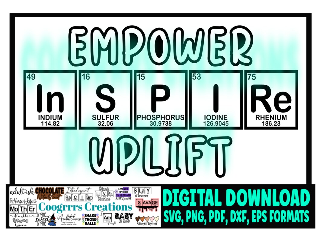 Empower Inspire Uplift SVG, Periodic Table, Cricut and Silhouette ...