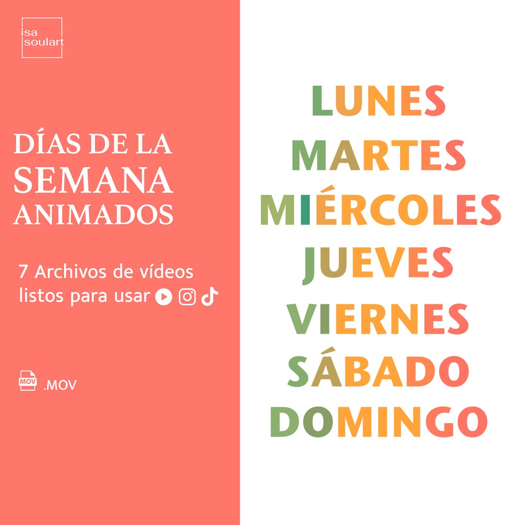 Colorful and Animated Days of the Week for Youtube Tik-tok - Etsy