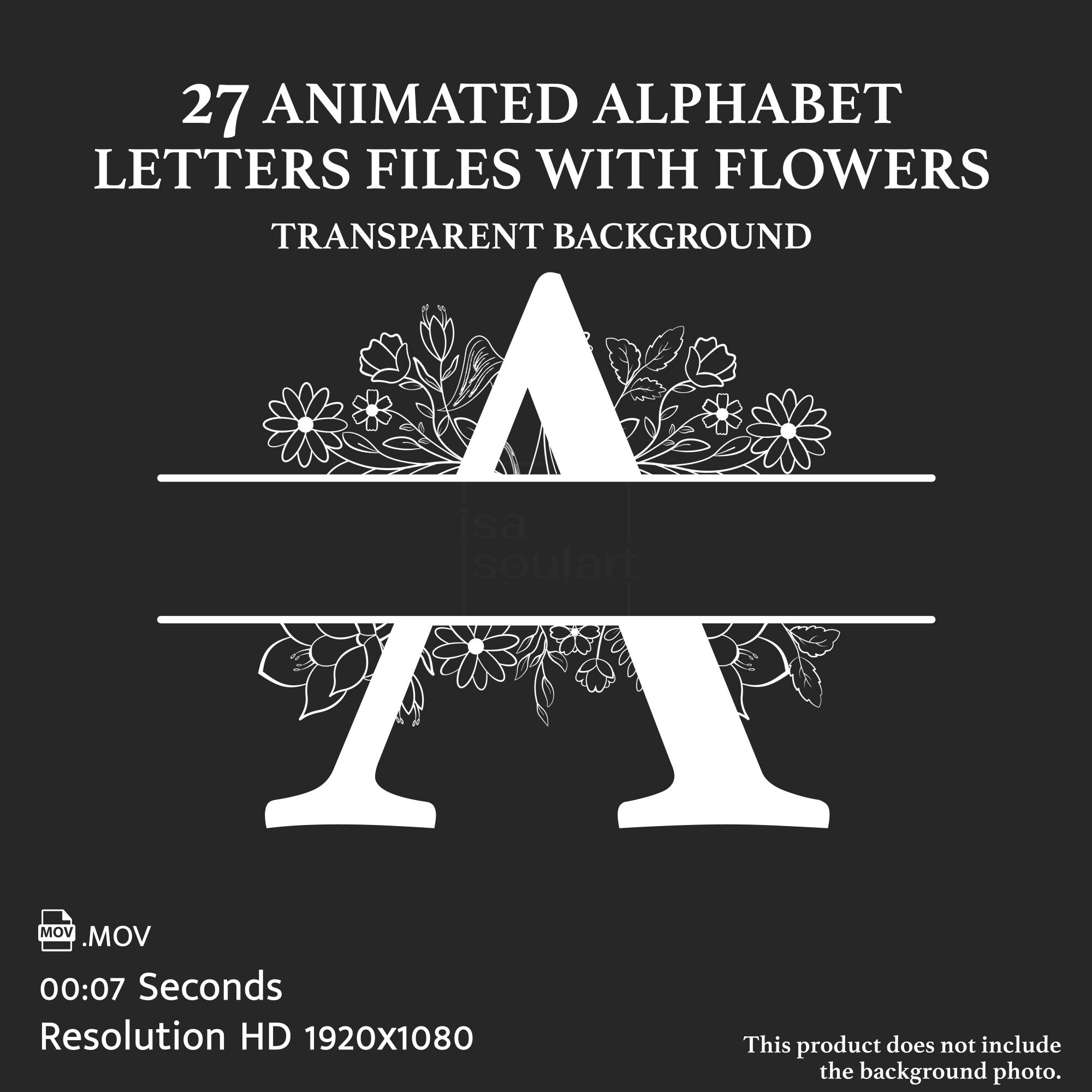Floral Split Monogram Animated Alphabet. Bundle 27 Files .mov Ready to ...