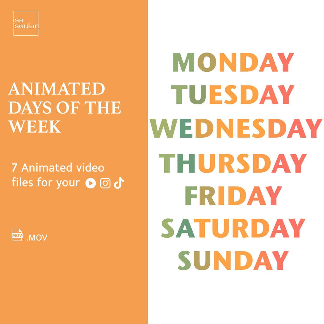 Animated Days of the Week for Your Videos Youtube Tik-tok, Instagram ...