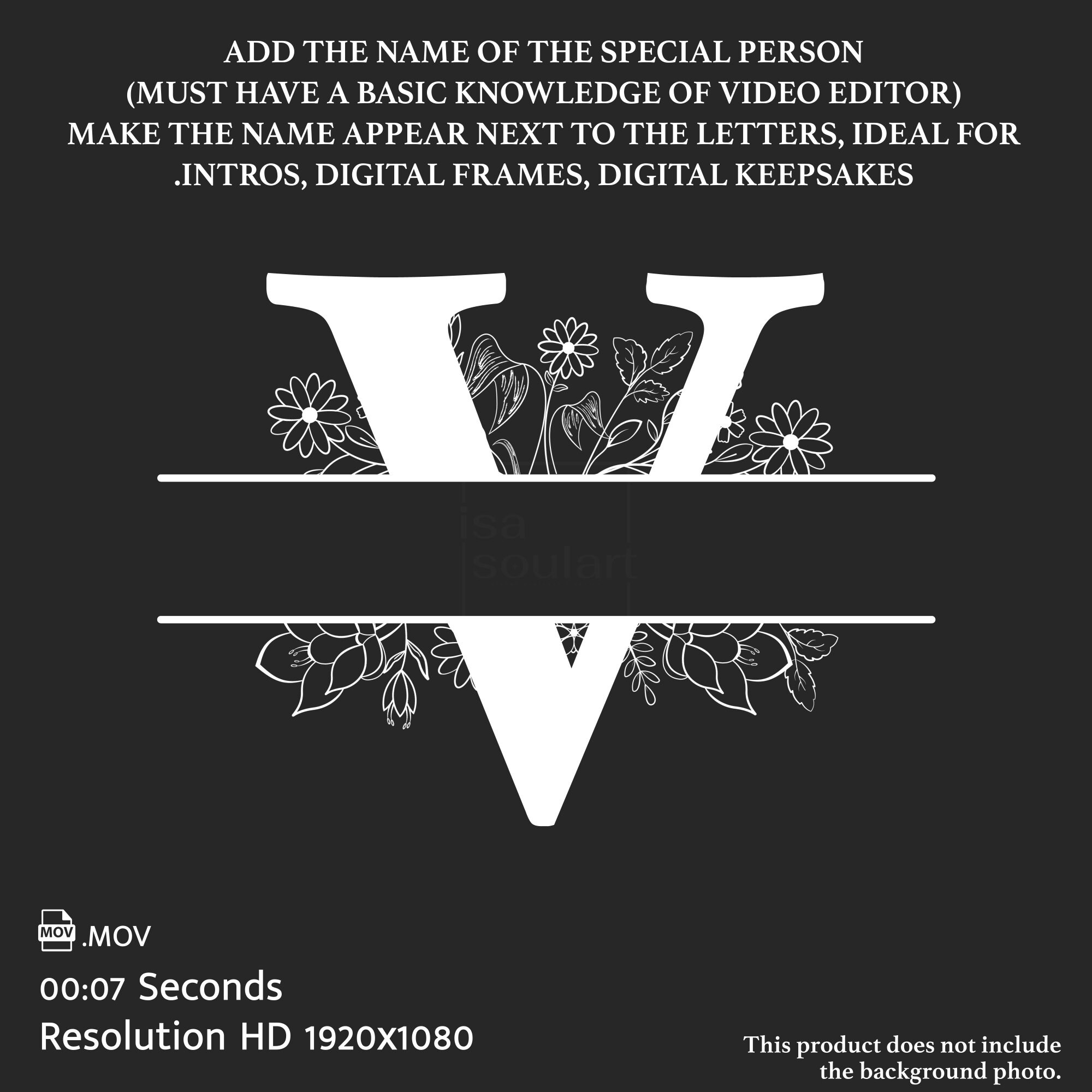 Floral Split Monogram Animated Alphabet. Bundle 27 Files .mov Ready to ...