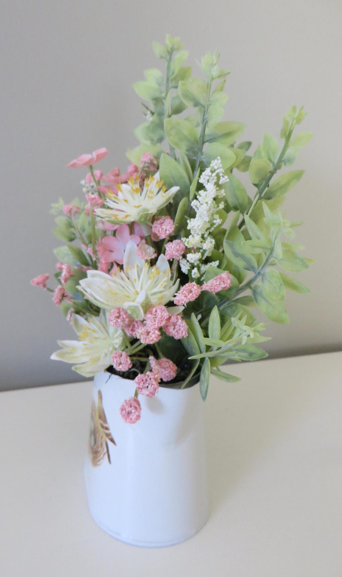 Spring Floral Arrangement in Small Decorative Watering Can - Home Decor ...