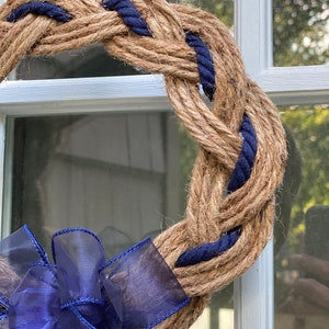 Rustic Farmhouse Natural Jute and Navy Rope Wreath - Etsy