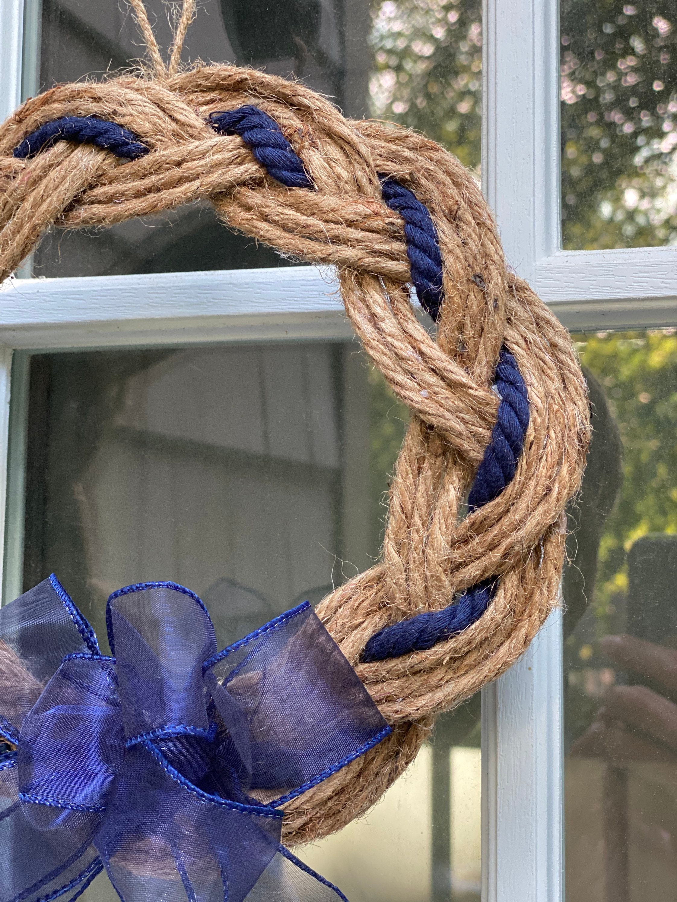Rustic Farmhouse Natural Jute and Navy Rope Wreath - Etsy