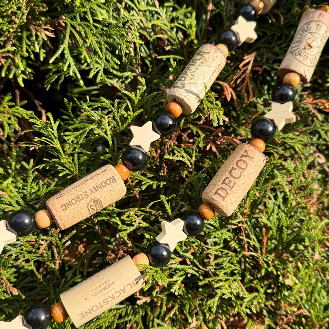 Unique Handmade Repurposed Wine Cork & Star Garland With Multicolored ...