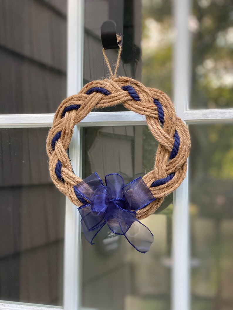 Rustic Farmhouse Natural Jute and Navy Rope Wreath - Etsy