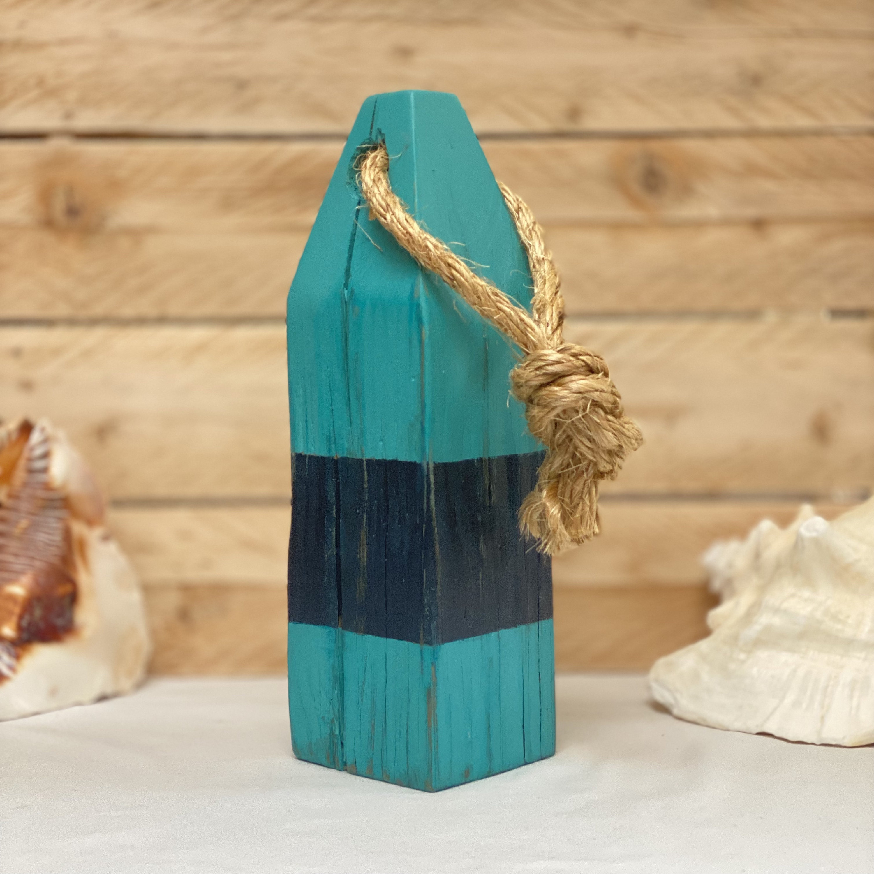 Lobster Buoy Turquoise With Dark Blue Stripe Marker Rustic Wood Lobster ...