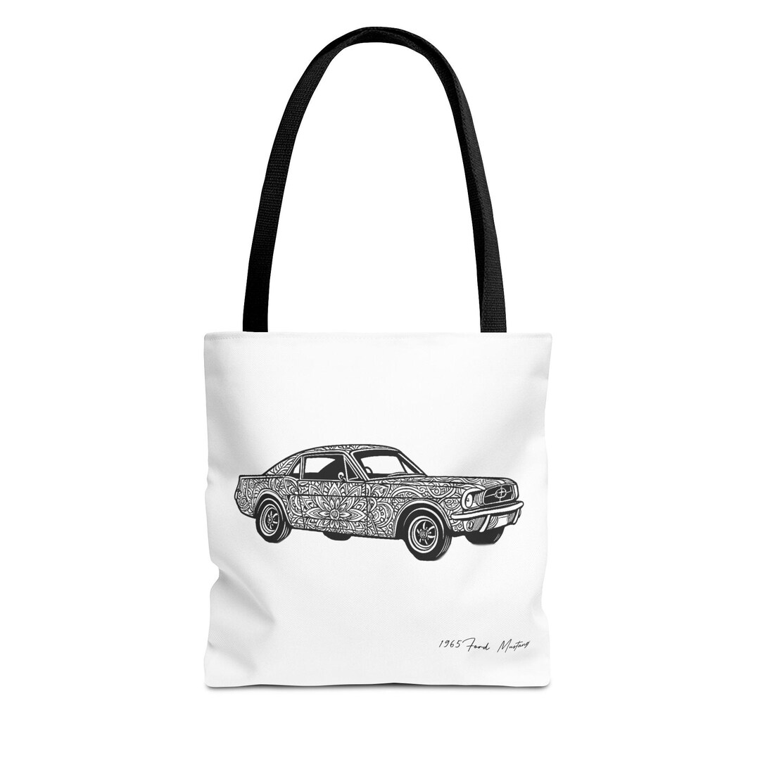 1965 Ford Mustang Tote Bag | Mandala Car Design on Both Sides ...