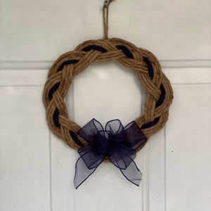Rustic Farmhouse Natural Jute and Navy Rope Wreath - Etsy
