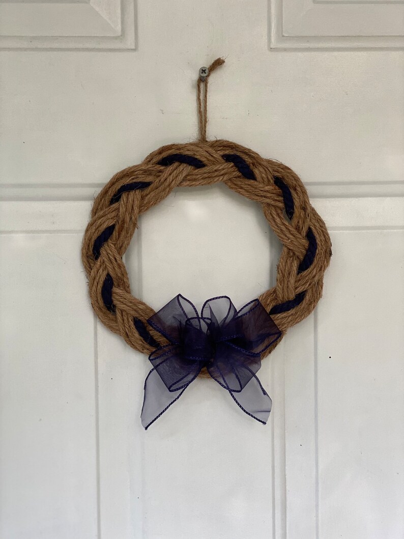 Rustic Farmhouse Natural Jute and Navy Rope Wreath - Etsy
