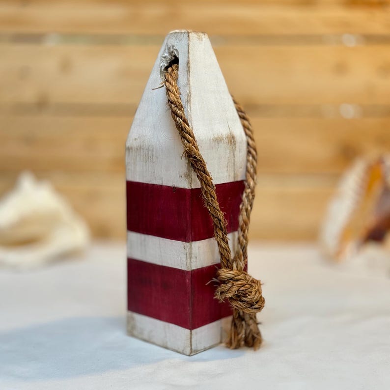 Red & White Lobster Buoy Nautical Decor, Lobster Trap Buoys, Wooden ...