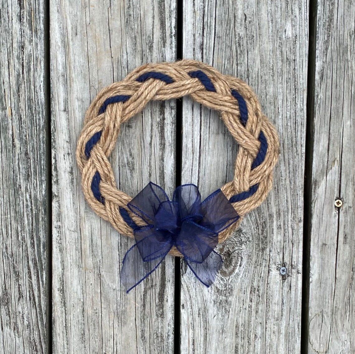 Rustic Farmhouse Natural Jute and Navy Rope Wreath - Etsy